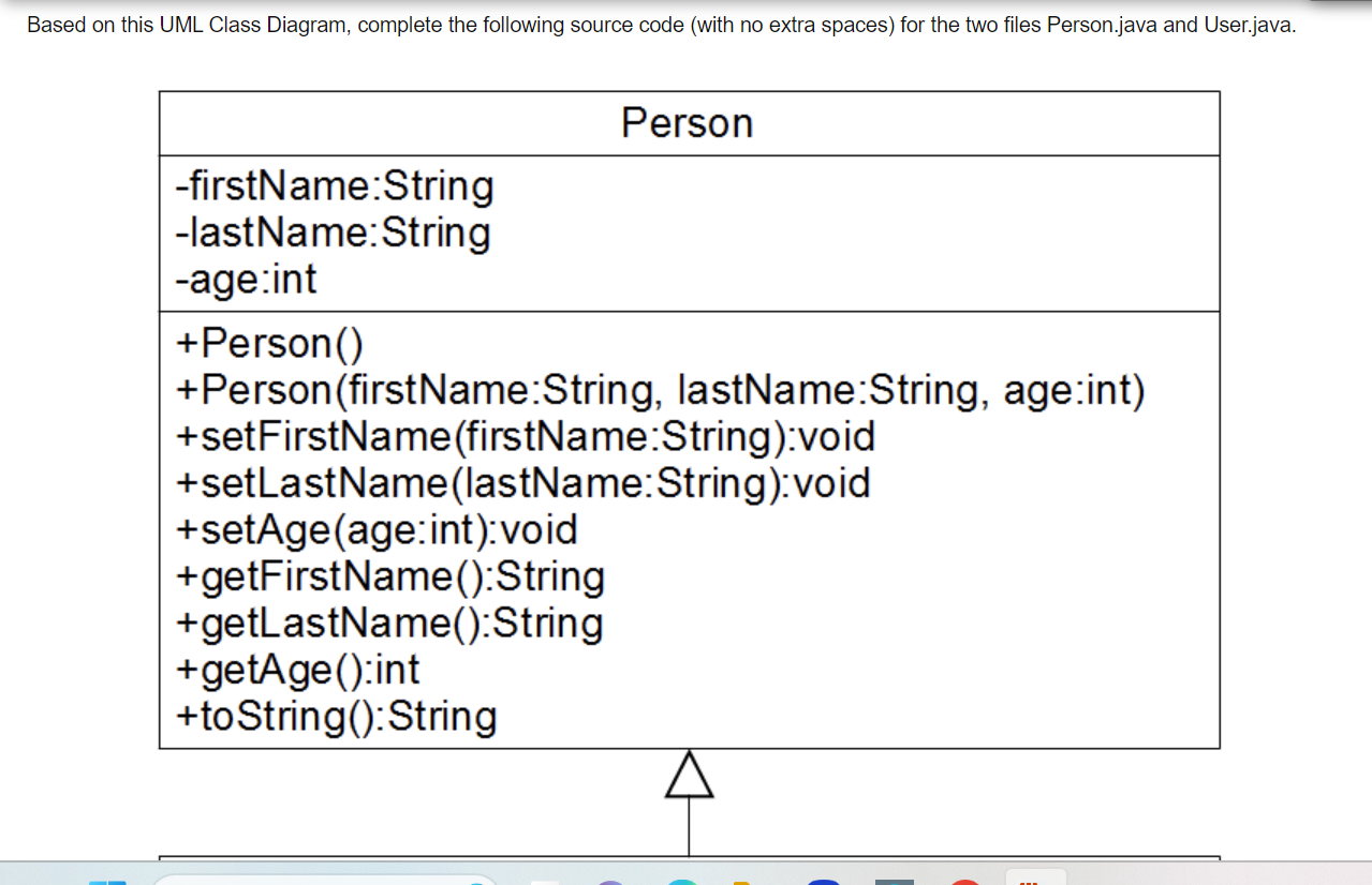 Based on this UML Class Diagram, complete the | Chegg.com