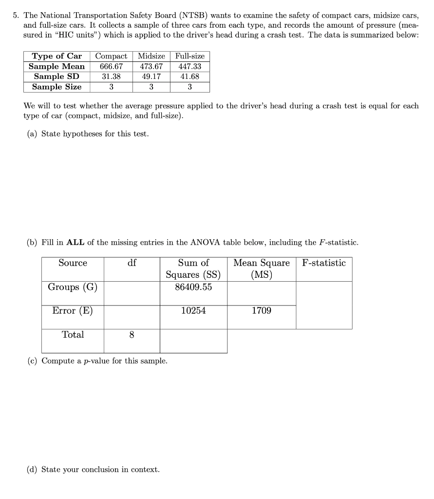Solved 5. The National Transportation Safety Board (NTSB) | Chegg.com