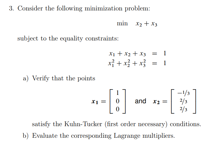 3. Consider the following minimization problem: | Chegg.com