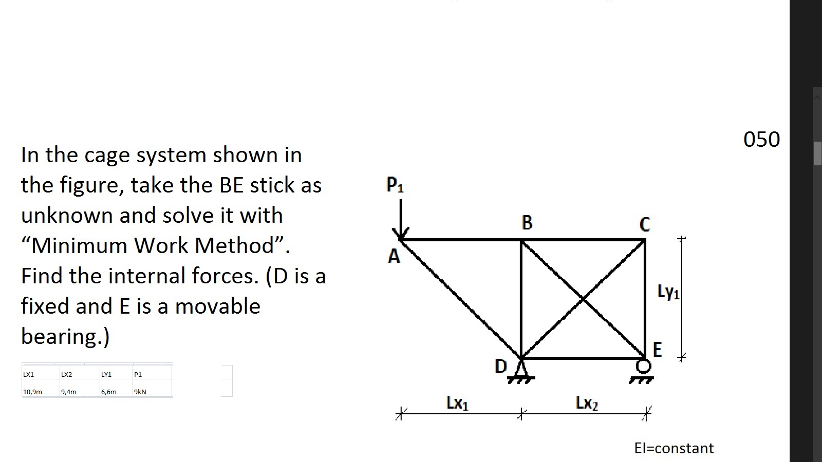 Solved 050 P1 B C In the cage system shown in the figure, | Chegg.com