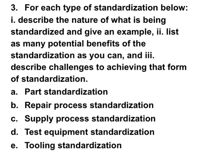 Solved 3. For each type of standardization below: i. | Chegg.com