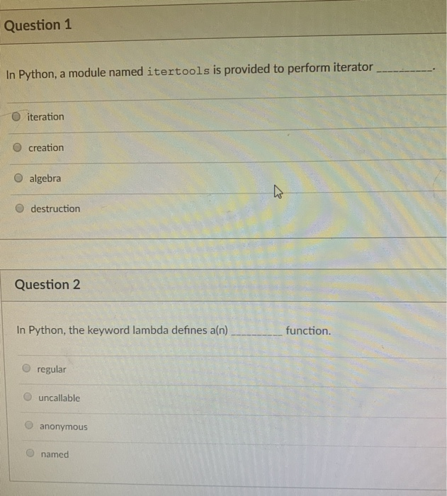 Solved Question 1 In Python A Module Named Itertools Is