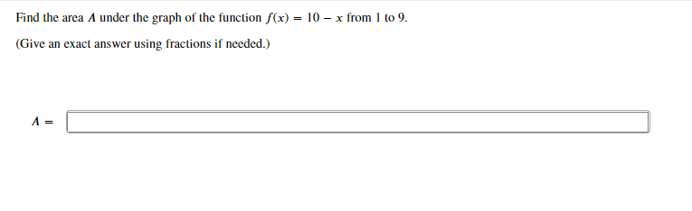 Solved Find the area A under the graph of the function | Chegg.com
