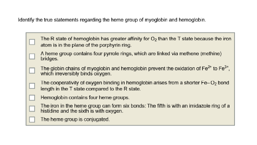 Solved Identify the true statements regarding the heme group | Chegg.com