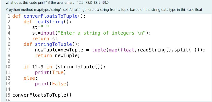 Solved st="" OWN what does this code print? if the user | Chegg.com