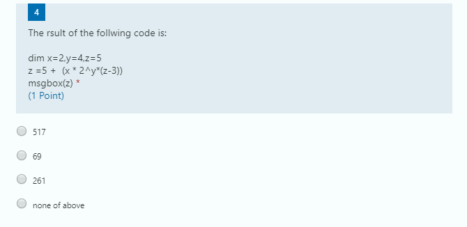 Solved The Rsult Of The Follwing Code Is Dim X2y4z5 Z 