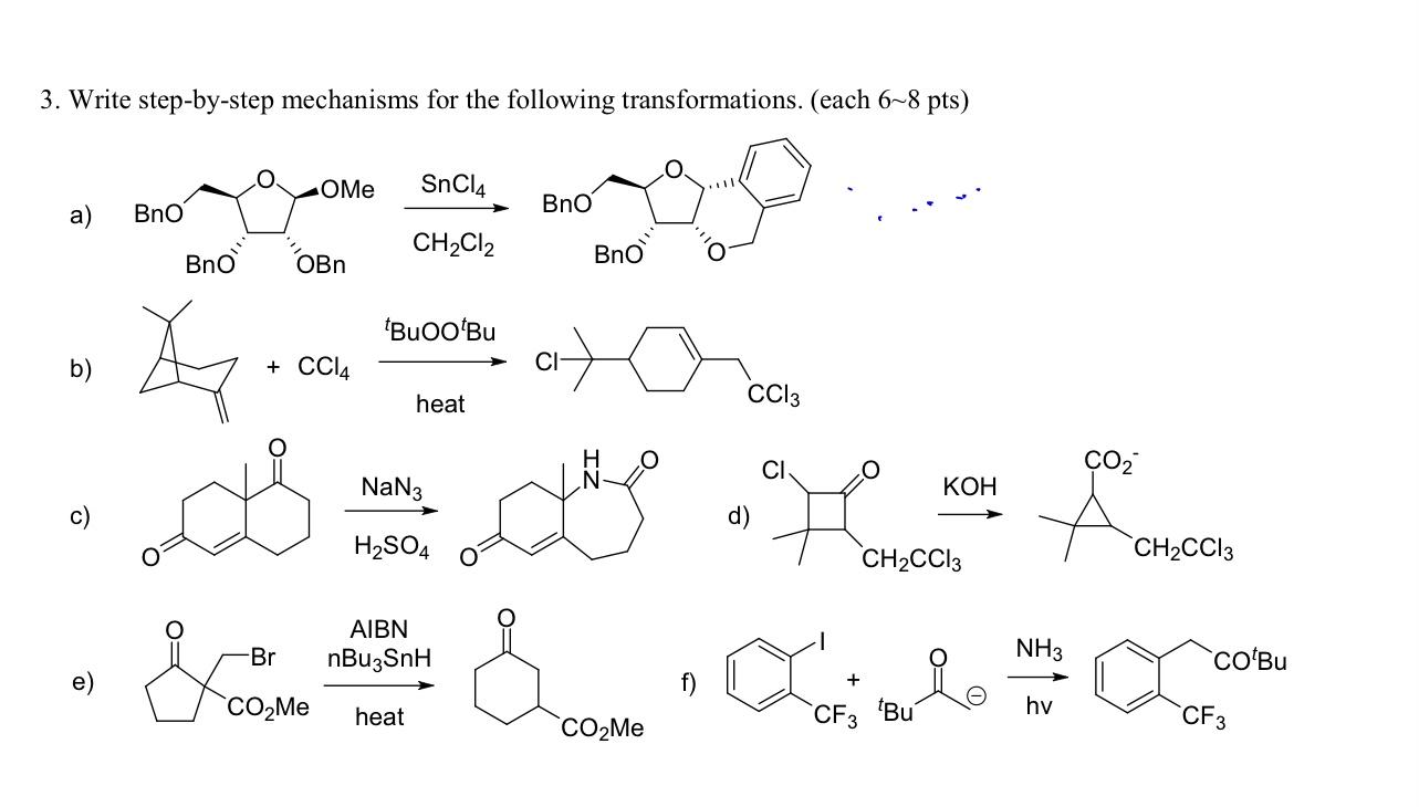 Solved 3. Write step-by-step mechanisms for the following | Chegg.com