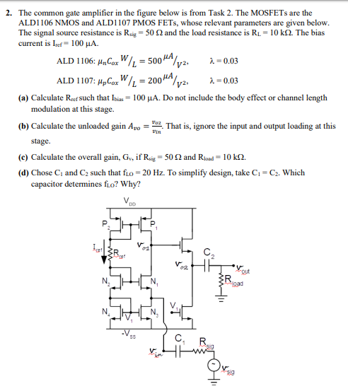 2. The common gate amplifier in the figure below is | Chegg.com