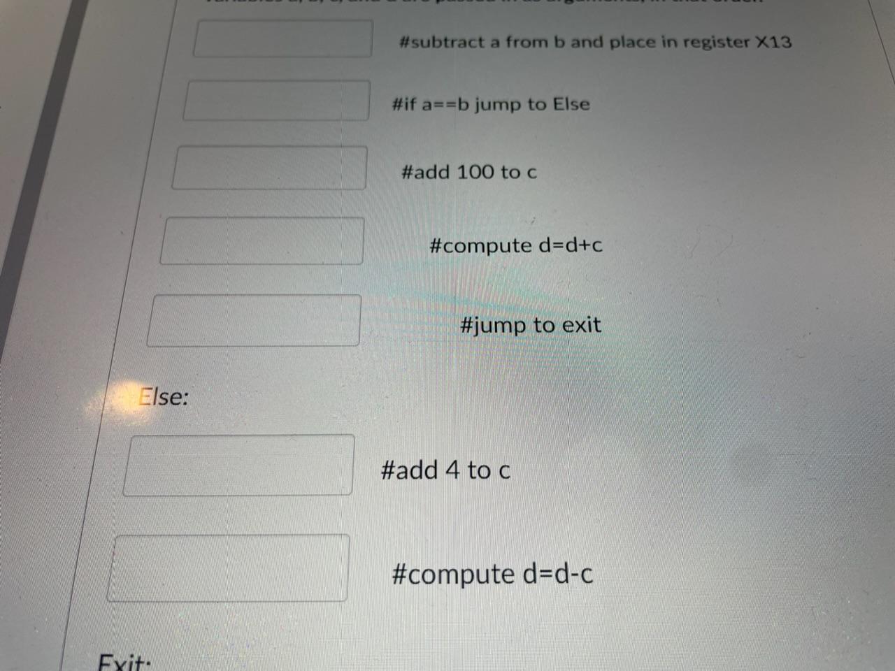 Solved \#subtract a from b and place in register ×13 # if | Chegg.com