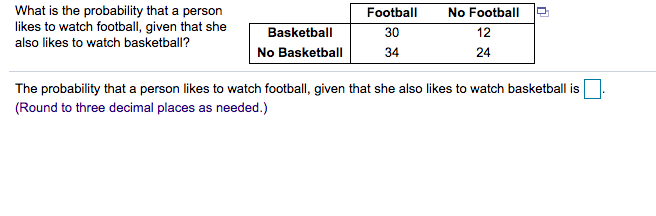 Solved Football What is the probability that a person likes | Chegg.com