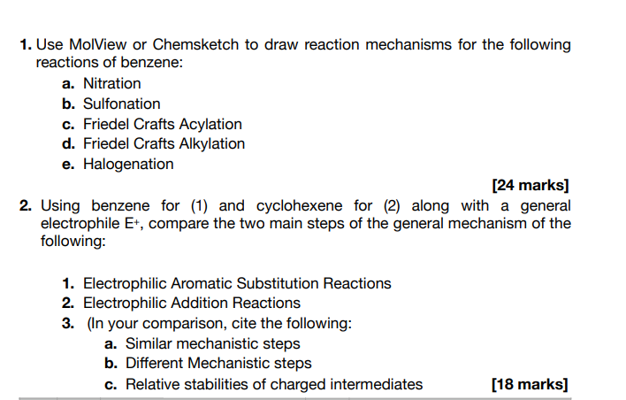 Solved 1. Use MolView or Chemsketch to draw reaction | Chegg.com