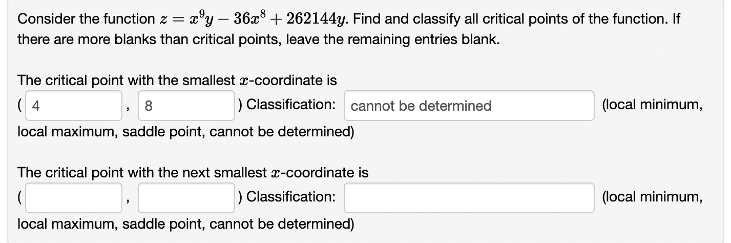 [Solved]: Consider the function z=x9y36x8+262144y. Find an