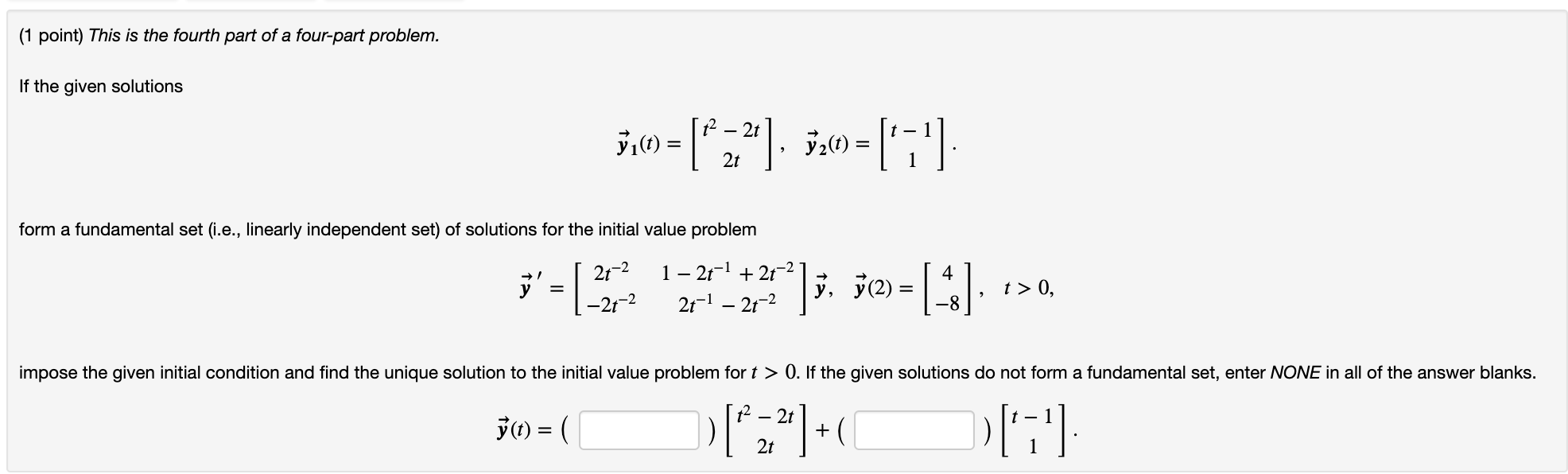 Solved (1 point) This is the fourth part of a four-part | Chegg.com