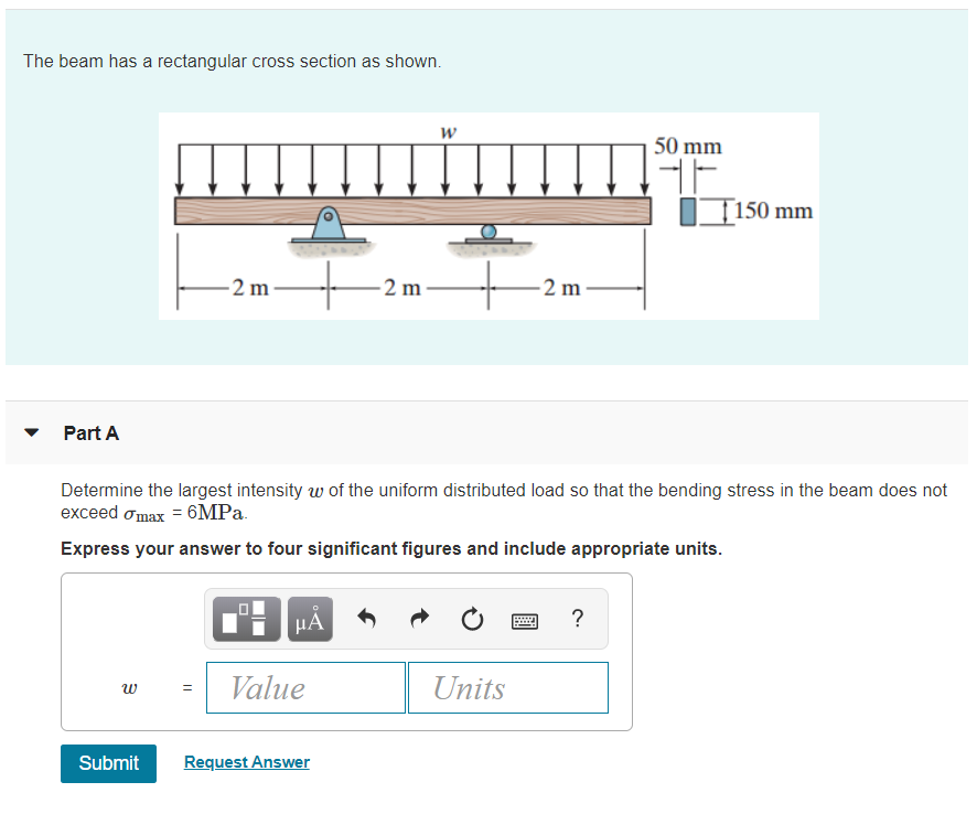 Solved The beam has a rectangular cross section as shown 50 | Chegg.com