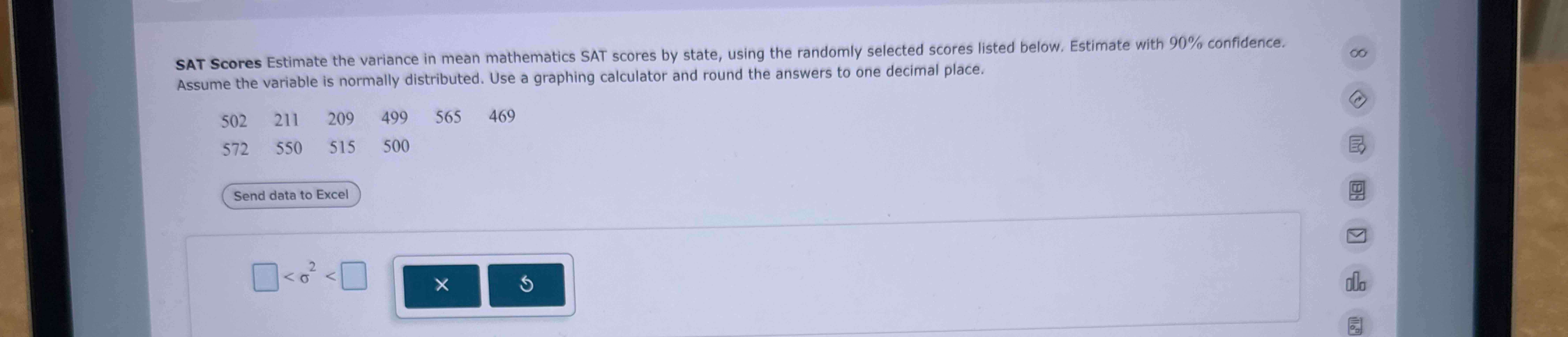 Solved SAT Scores Estimate the variance in mean mathematics | Chegg.com