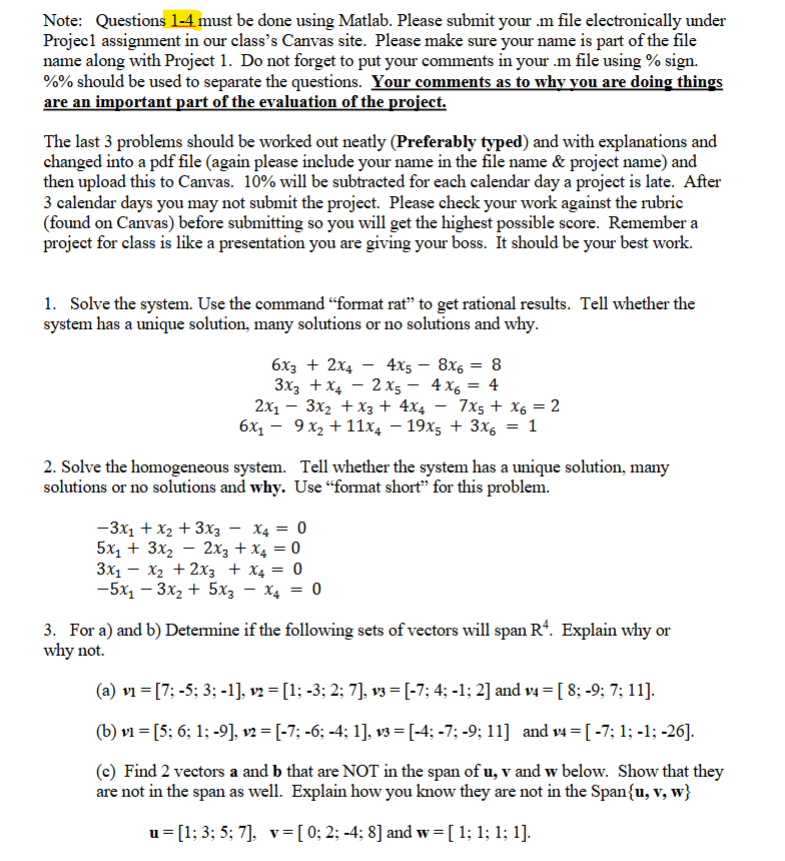 Solved I need help with 1-3 ﻿problem using MATLAB please. | Chegg.com
