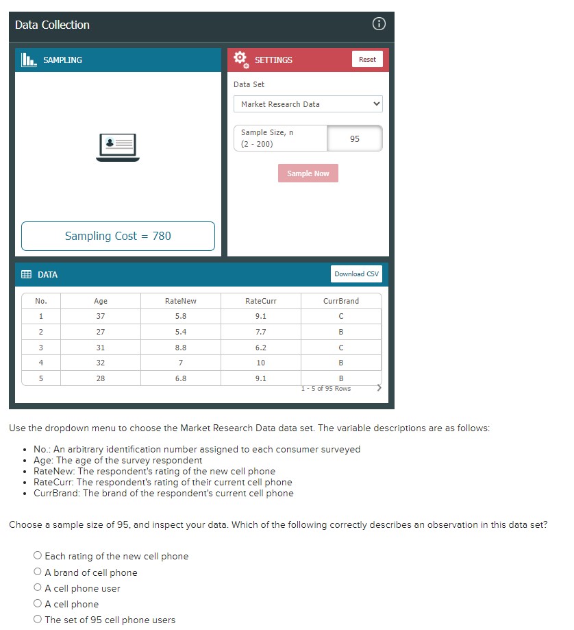 Solved Collect a sample of 50 ﻿observations, and inspect | Chegg.com
