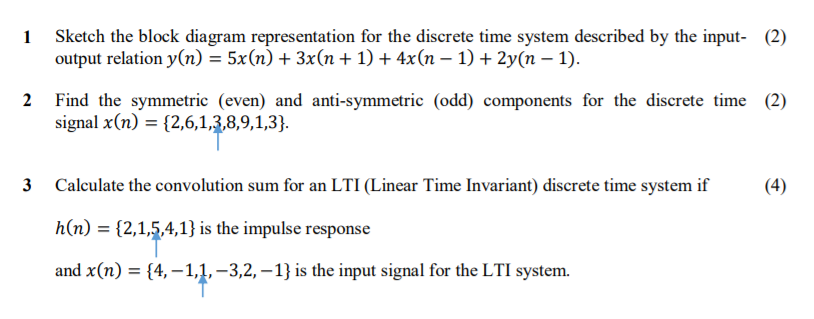 Solved 1 Sketch the block diagram representation for the | Chegg.com