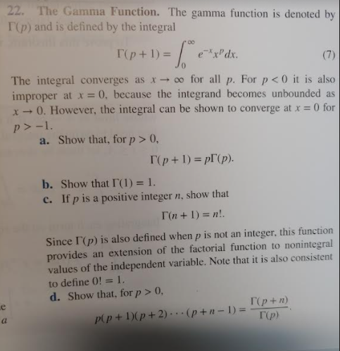 Solved 22. The Gamma Function. The gamma function is denoted | Chegg.com