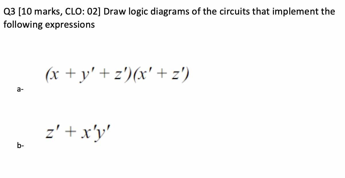 Solved Q3 (10 marks, CLO: 02] Draw logic diagrams of the | Chegg.com