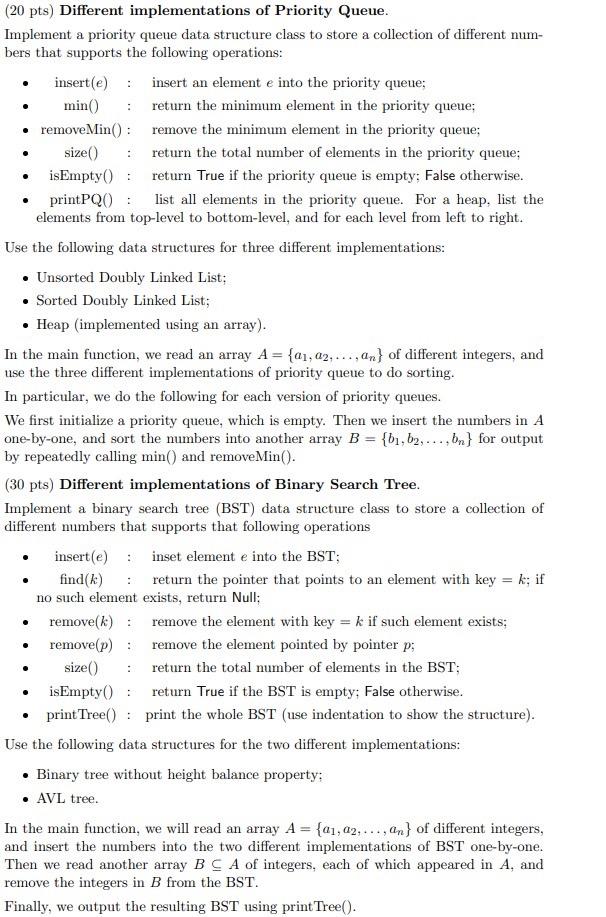 Solved : : . : . (20 pts) Different implementations of | Chegg.com