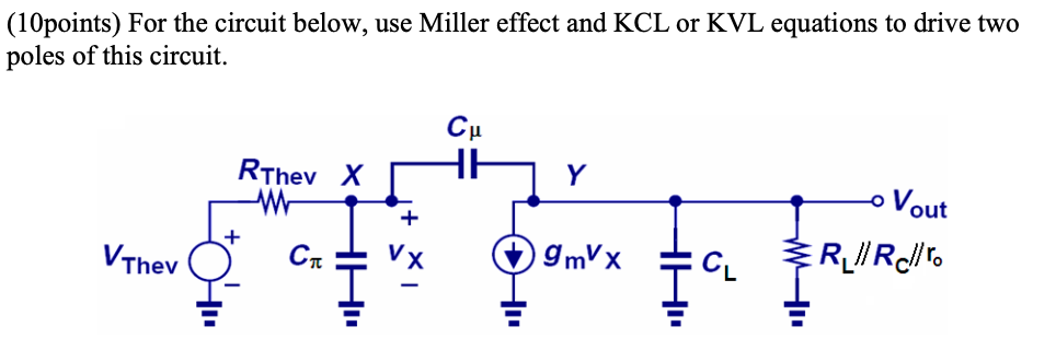 Solved (10points) For the circuit below, use Miller effect | Chegg.com