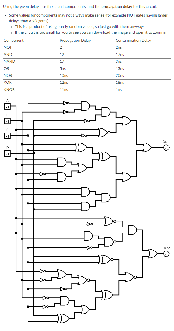 Solved Using The Given Delays For The Circuit Components 