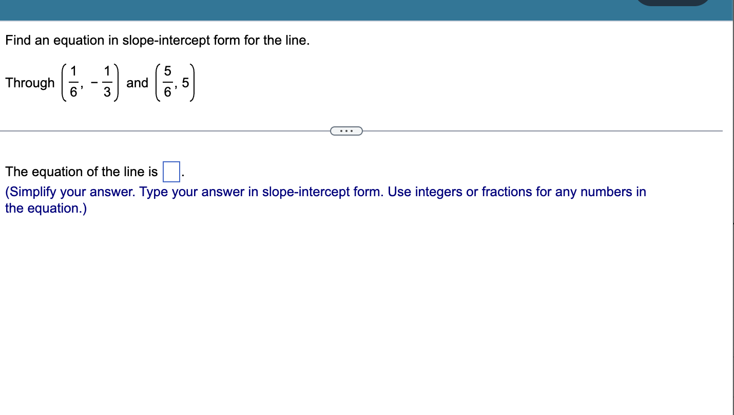 Solved Find an equation in slope-intercept form for the | Chegg.com