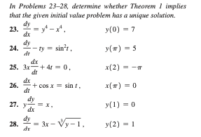 Solved In Problems 23-28, determine whether Theorem 1 | Chegg.com