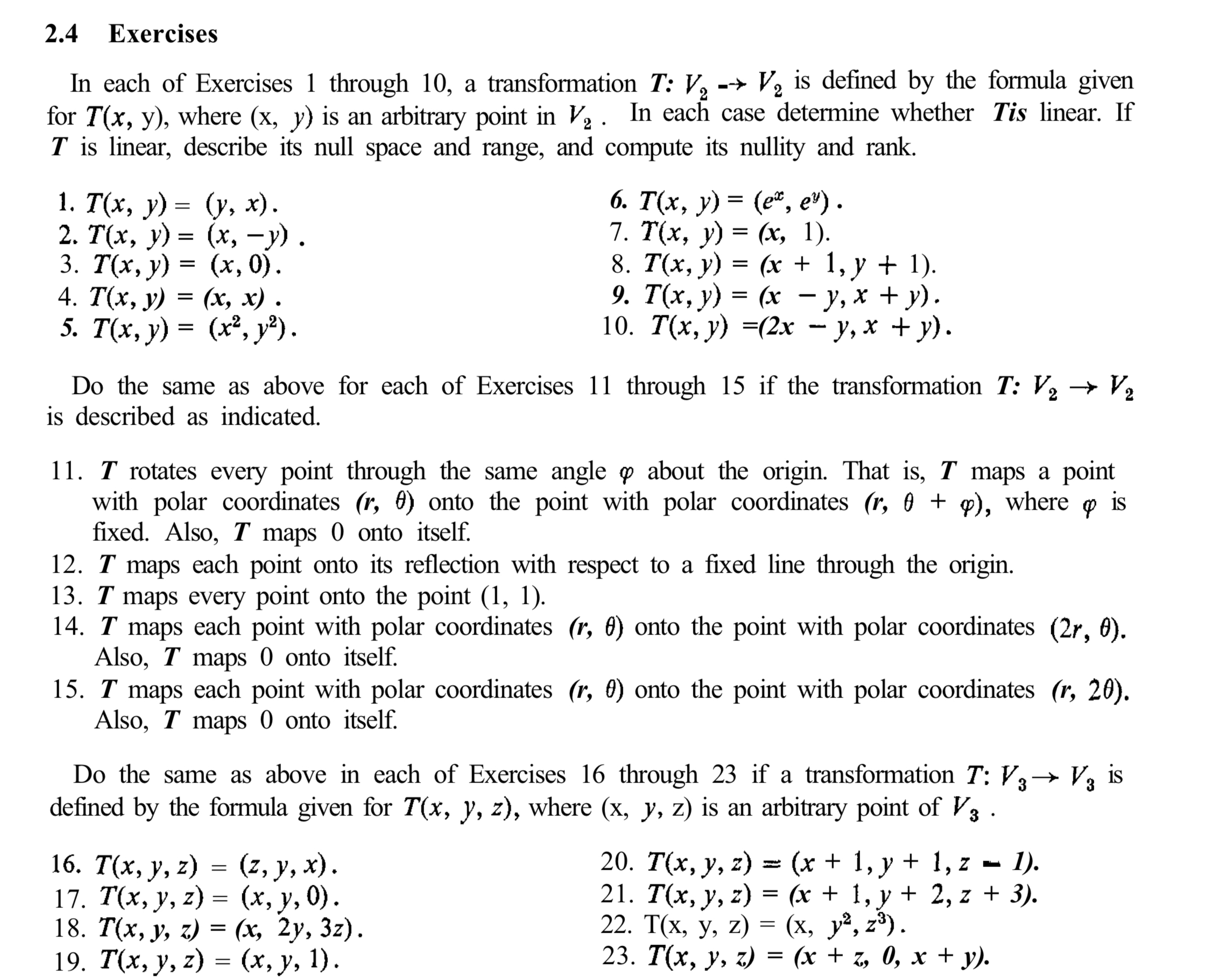 Solved In each of Exercises 1 through 10, a transformation | Chegg.com