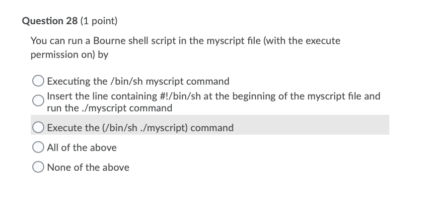 Solved Shell Scripting Question 23 1 Point The Shift 3