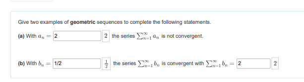 Solved Give two examples of geometric sequences to complete | Chegg.com