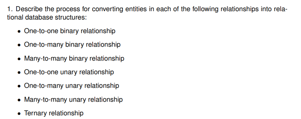 Solved 1. Describe the process for converting entities in | Chegg.com