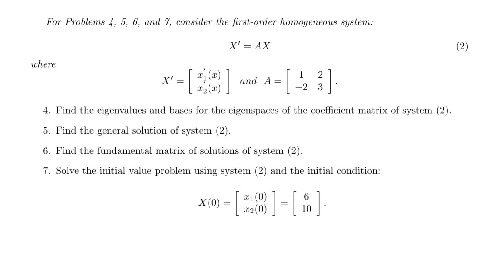 Solved For Problems 4, 5, 6, and 7, consider the first-order | Chegg.com