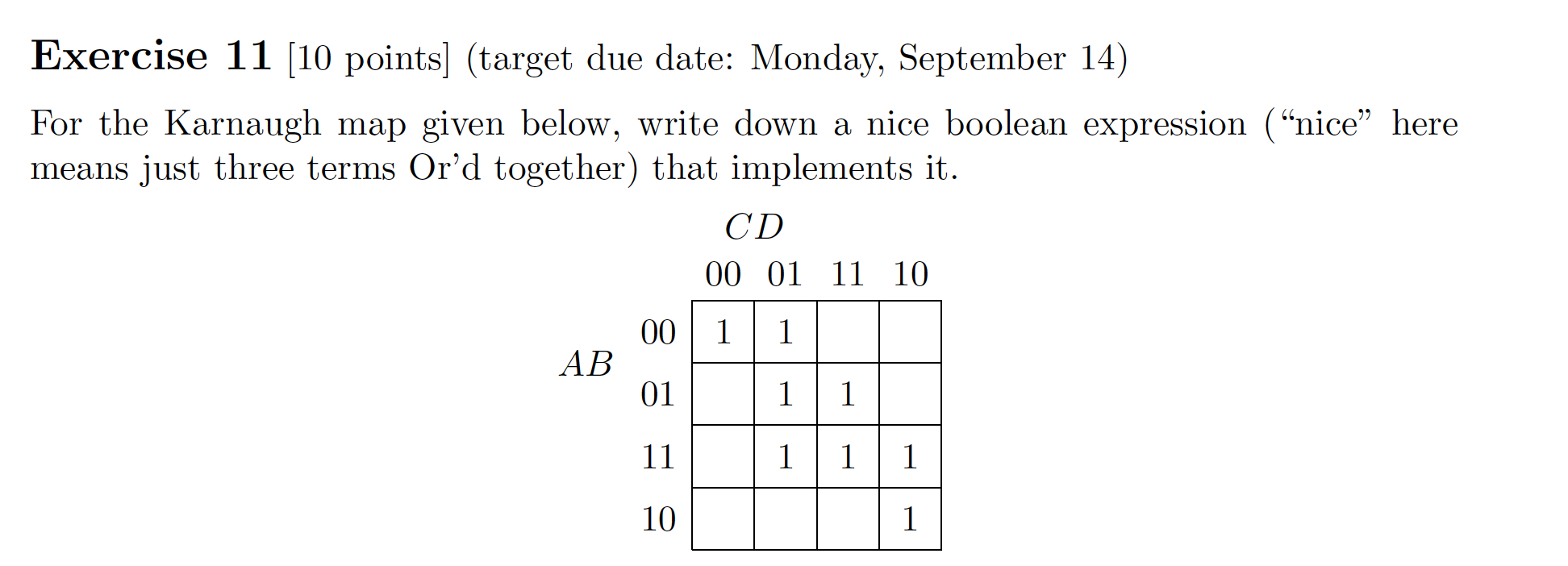 Solved Exercise 11 (10 points] (target due date: Monday, | Chegg.com