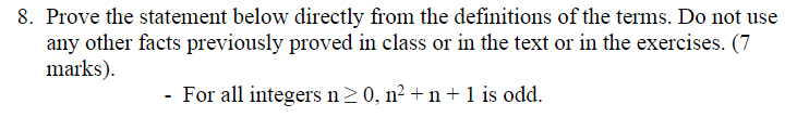 Solved 8. Prove the statement below directly from the | Chegg.com
