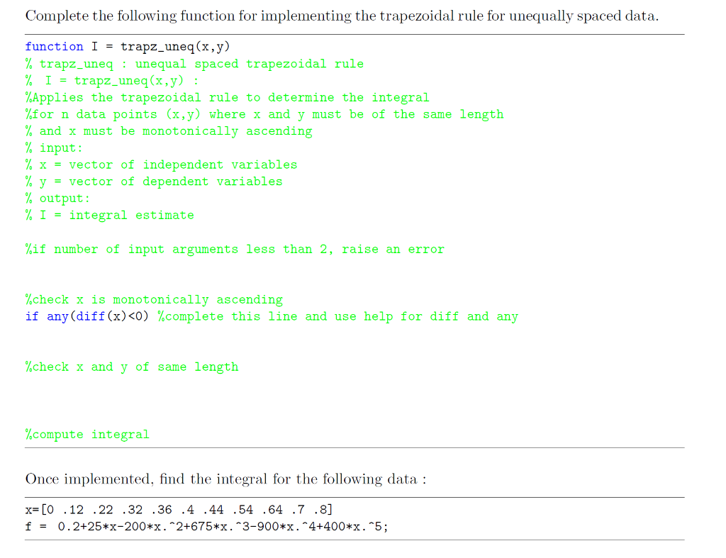 Solved Complete the following function for implementing the | Chegg.com