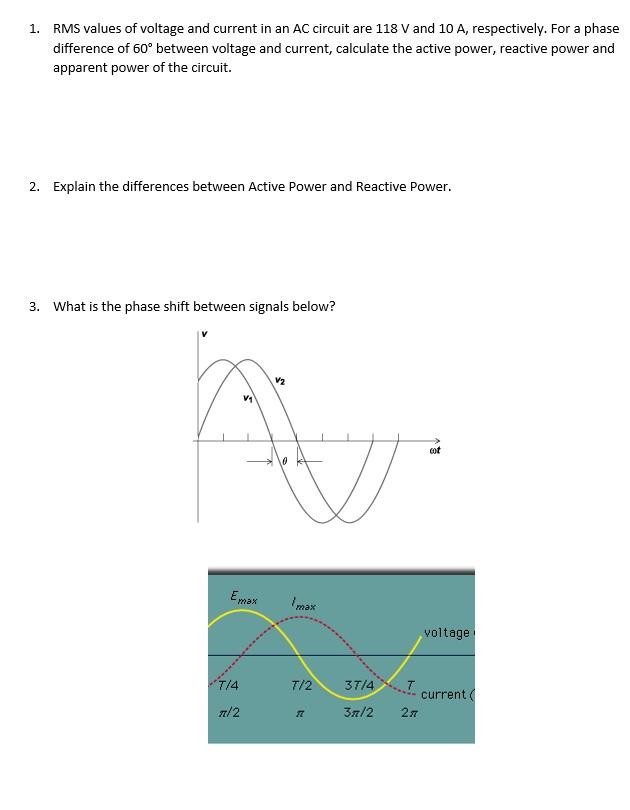 Solved 1. RMS values of voltage and current in an AC circuit | Chegg.com