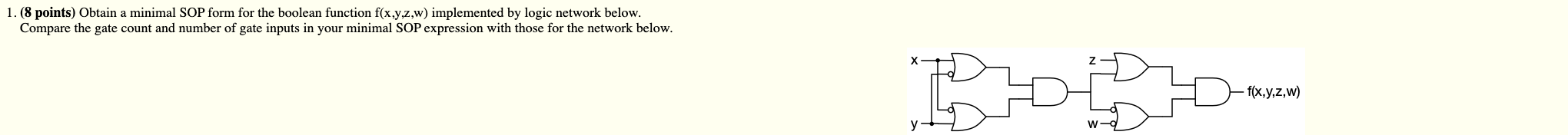 Solved 1. (8 points) Obtain a minimal SOP form for the | Chegg.com