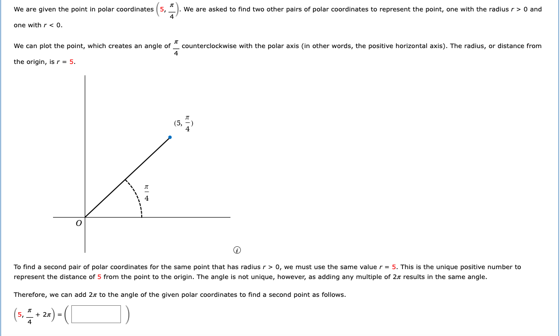 Solved We are given the point in polar coordinates (5, ..). | Chegg.com