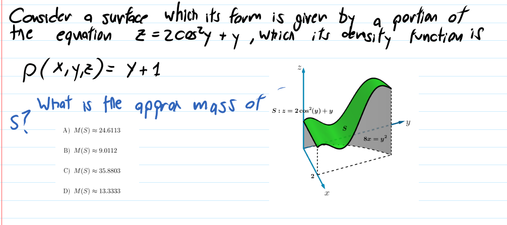 Solved a portion of Consider a surface which its form is | Chegg.com