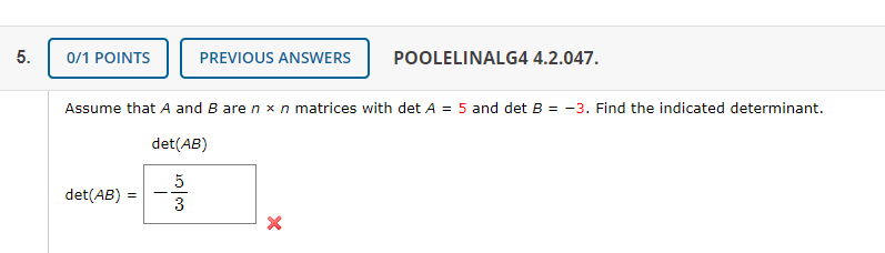 Solved 0/1 POINTS PREVIOUS ANSWERS POOLELINALG4 4.2.047. | Chegg.com