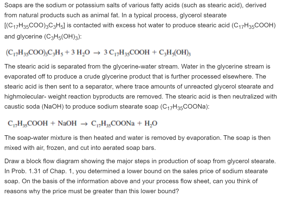 Solved Soaps are the sodium or potassium salts of various | Chegg.com