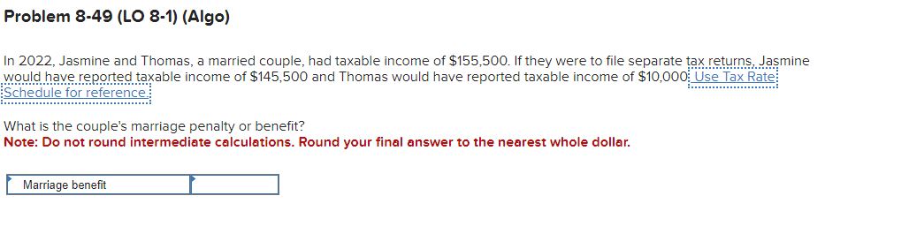 Solved Problem 8-49 (LO 8-1) (Algo)In 2022, Jasmine and | Chegg.com