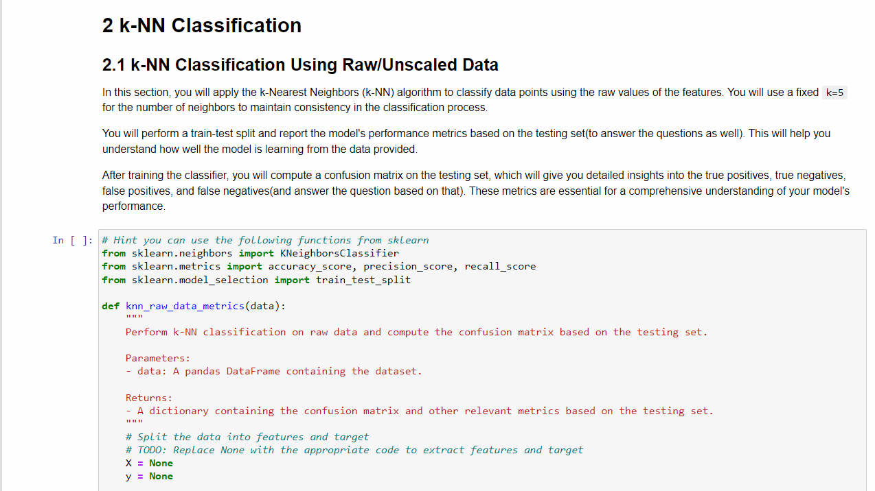 Solved 2.1 k-NN Classification Using Raw/Unscaled Data In | Chegg.com