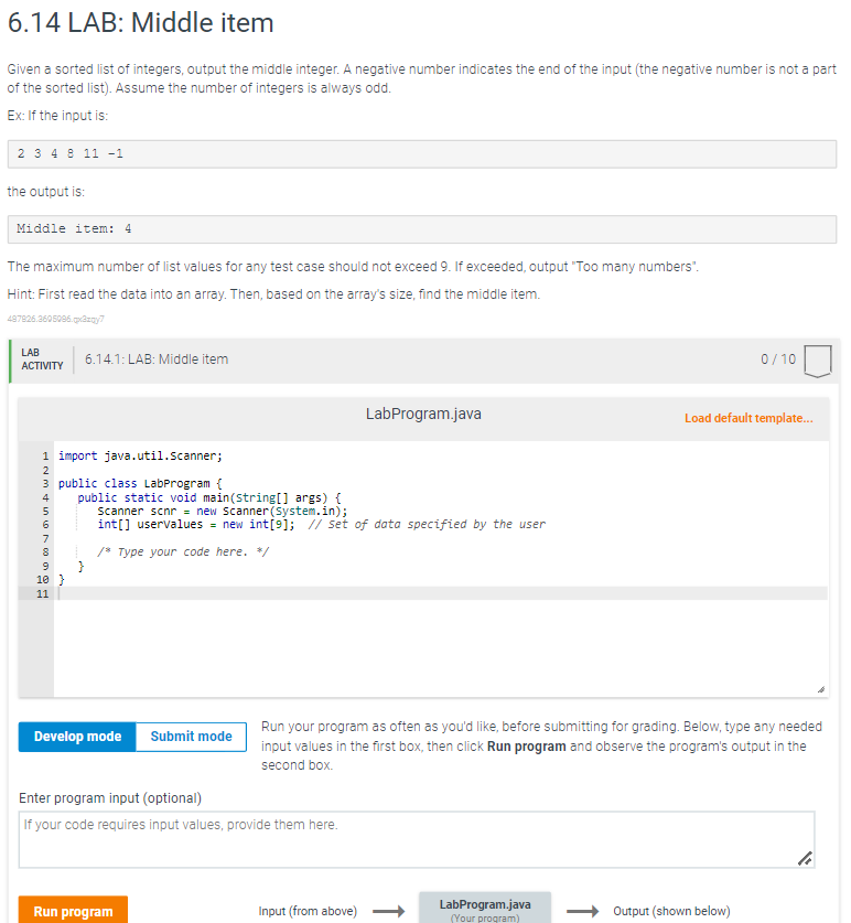 Solved Given a sorted list of integers, output the middle | Chegg.com