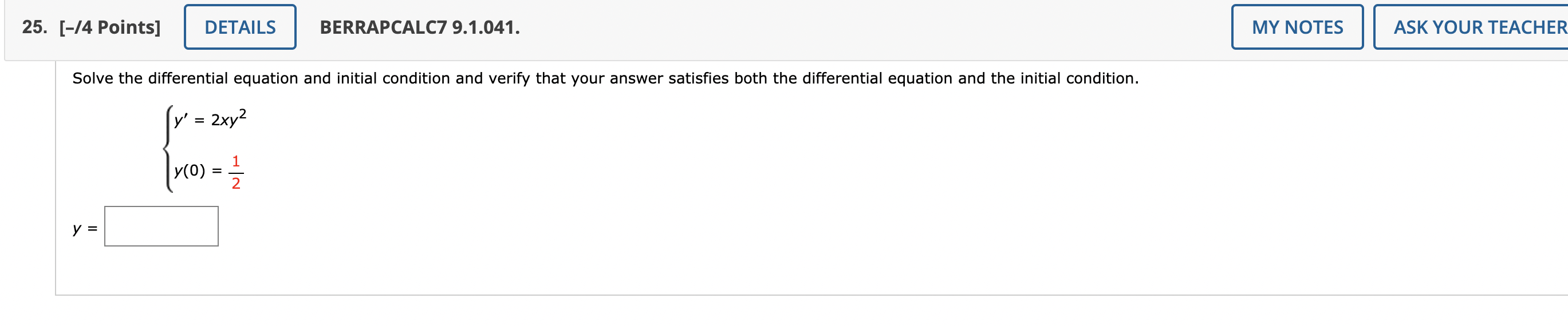 Solved Solve the differential equation and initial condition | Chegg.com