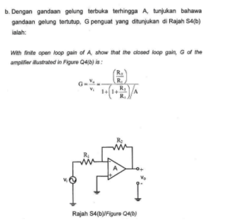 Solved b. Dengan gandaan gelung terbuka terhingga A, | Chegg.com