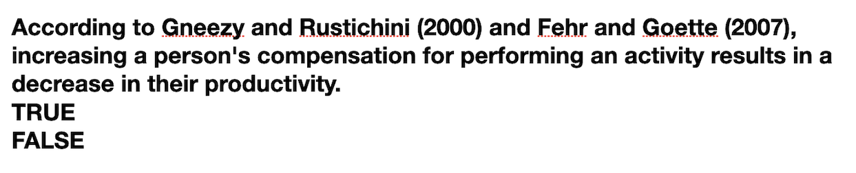 Solved According to Gneezy and Rustichini (2000) and Fehr | Chegg.com