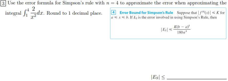 Solved error formula for Simpson's rule with n=4 to | Chegg.com